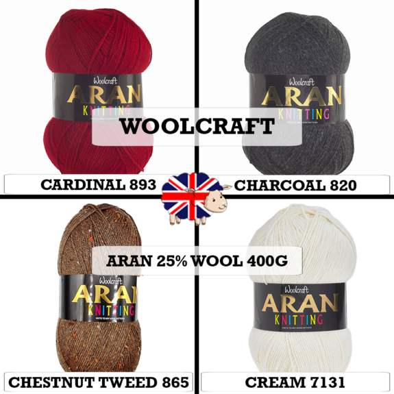 Woolcraft - Aran 25% Wool 400g Full Range - Knitting Wool Sales