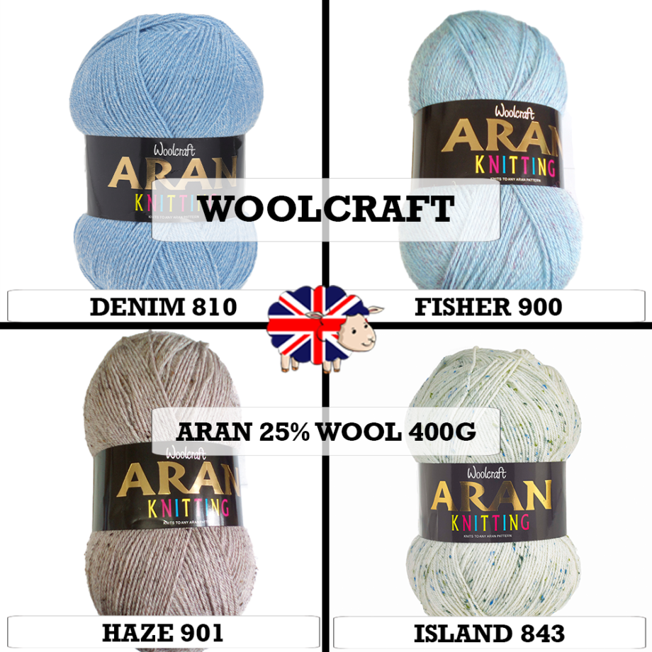 Woolcraft - Aran 25% Wool 400g Full Range - Knitting Wool Sales