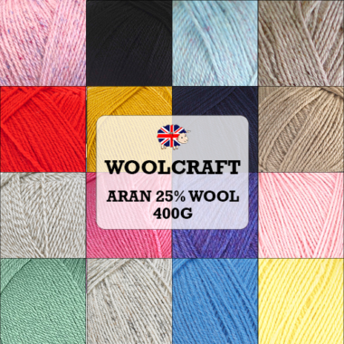 Woolcraft - Aran 25% Wool 400g Full Range - Knitting Wool Sales