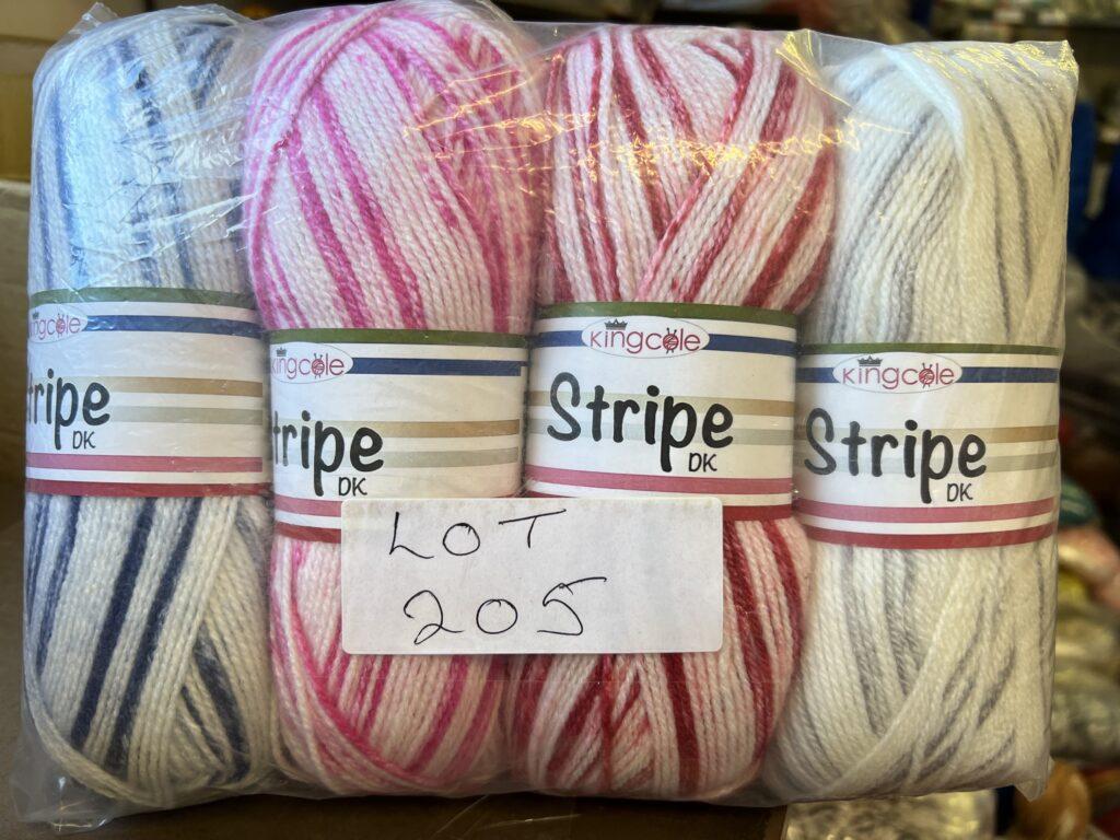 Lot 205 King cole Stripe Dk 4 x 100g - Knitting Wool Sales