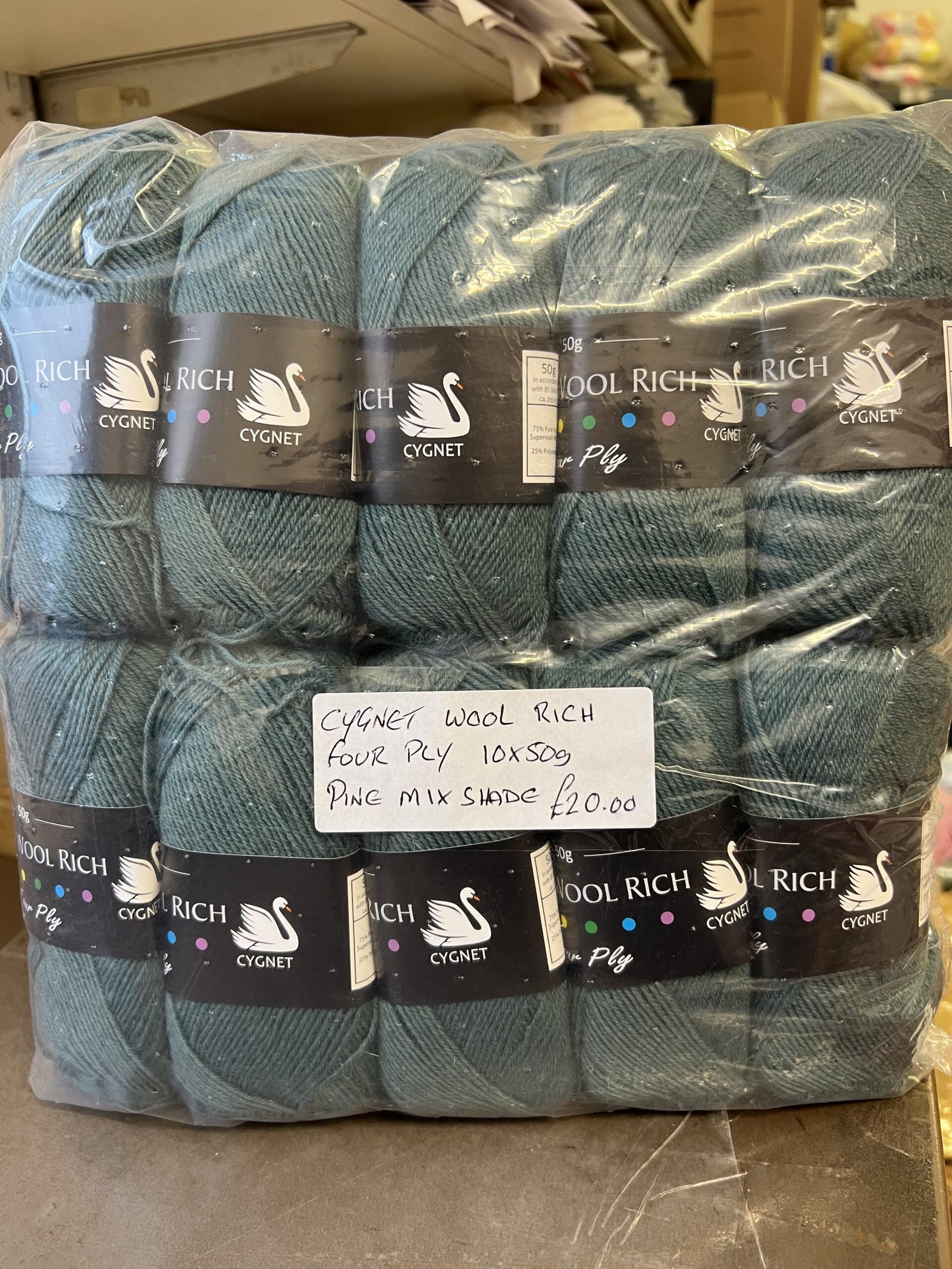 Cygnet Wool Rich Four Ply 10 x 50g pine mix shade - Knitting Wool Sales